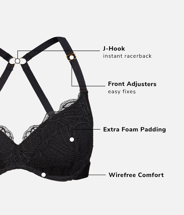 Black Lace Push Up Bra | LIVELY