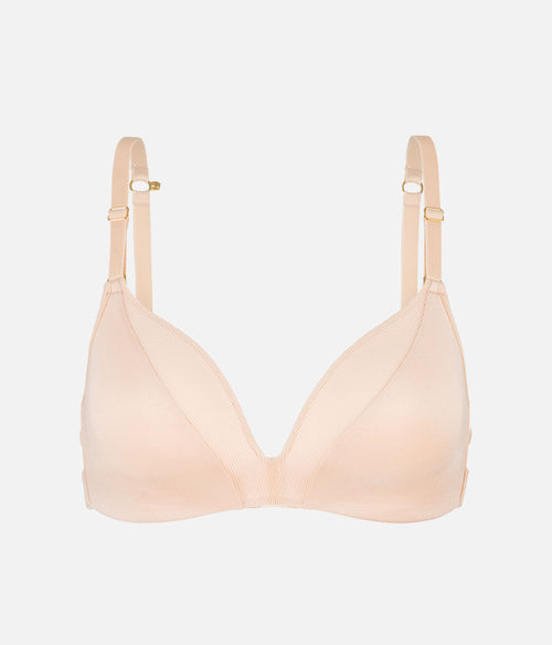 Deep V Wireless Bra | Modal Bra in Toasted Almond | LIVELY